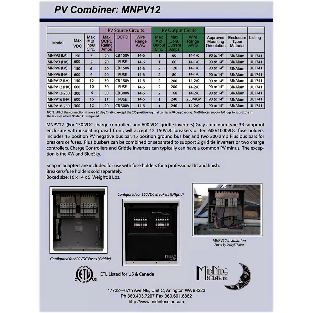 PV12 Combiner Box Midnite Solar-MNPV12 | Carisol [Jamaica]