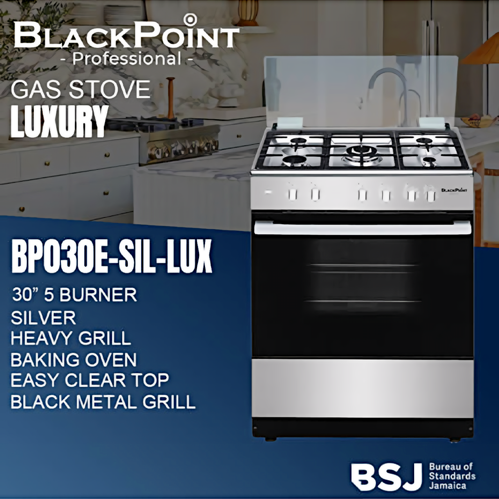 30 in. Gas Stove Blackpoint-BP030E-SIL-LUX|Carisol[Jamaica]