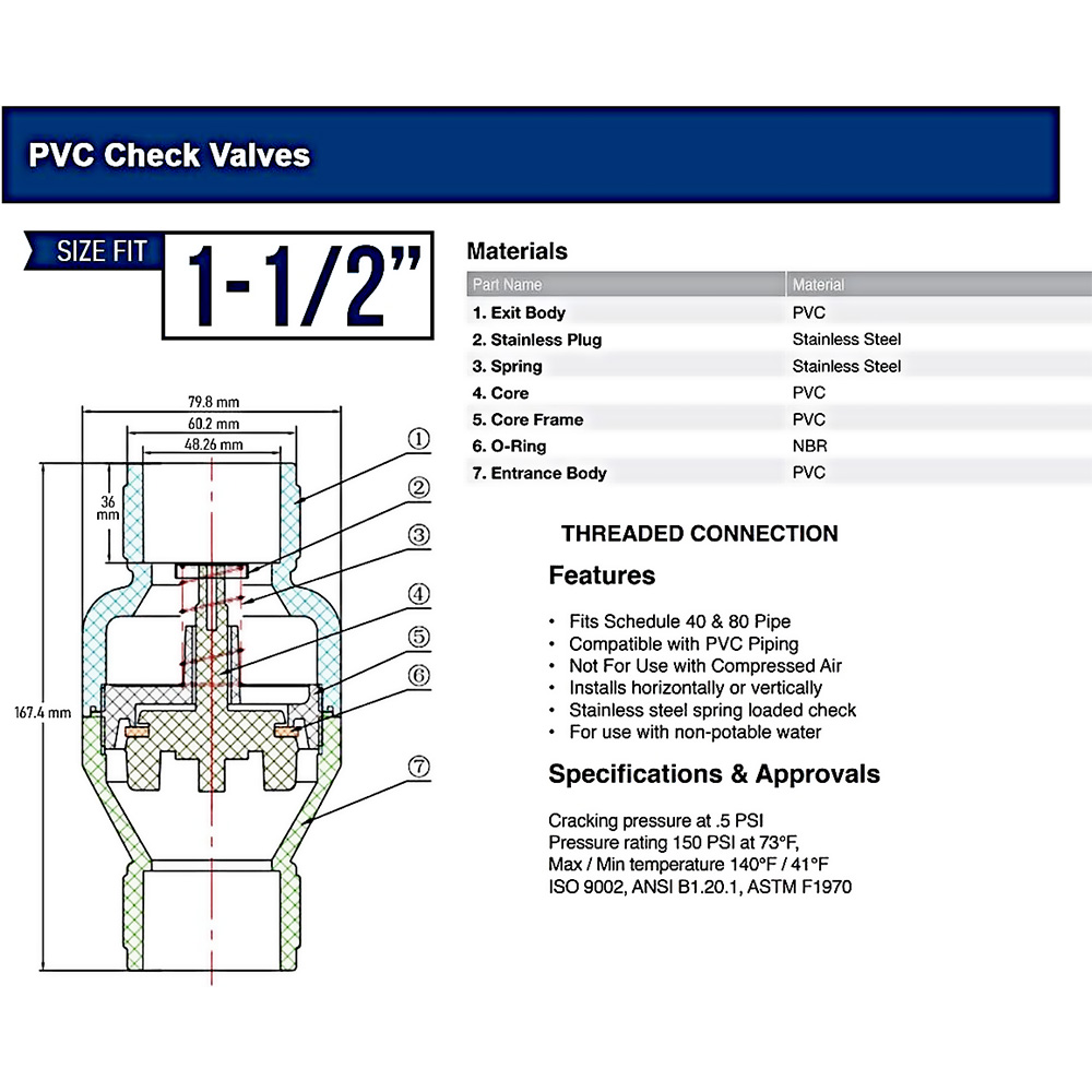 1/2 in. PVC Check Valve Carisol-Plumbing 1-2 in. PVC Check Valve ...